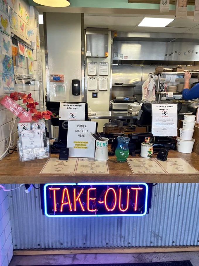 The take-out counter&mdash;where hope glows in neon and dreams come wrapped in paper. Some people call it dinner; others call it salvation after a long day.