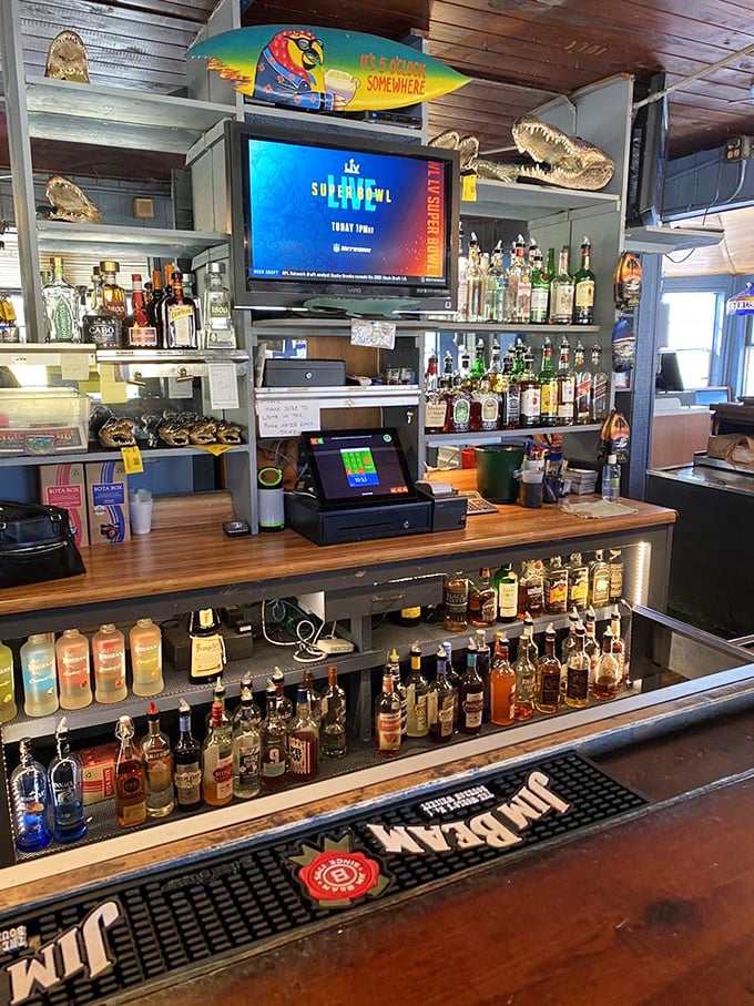 "Nice or Leave!" declares the sign above this no-frills counter where Florida's finest river cuisine meets straightforward service.