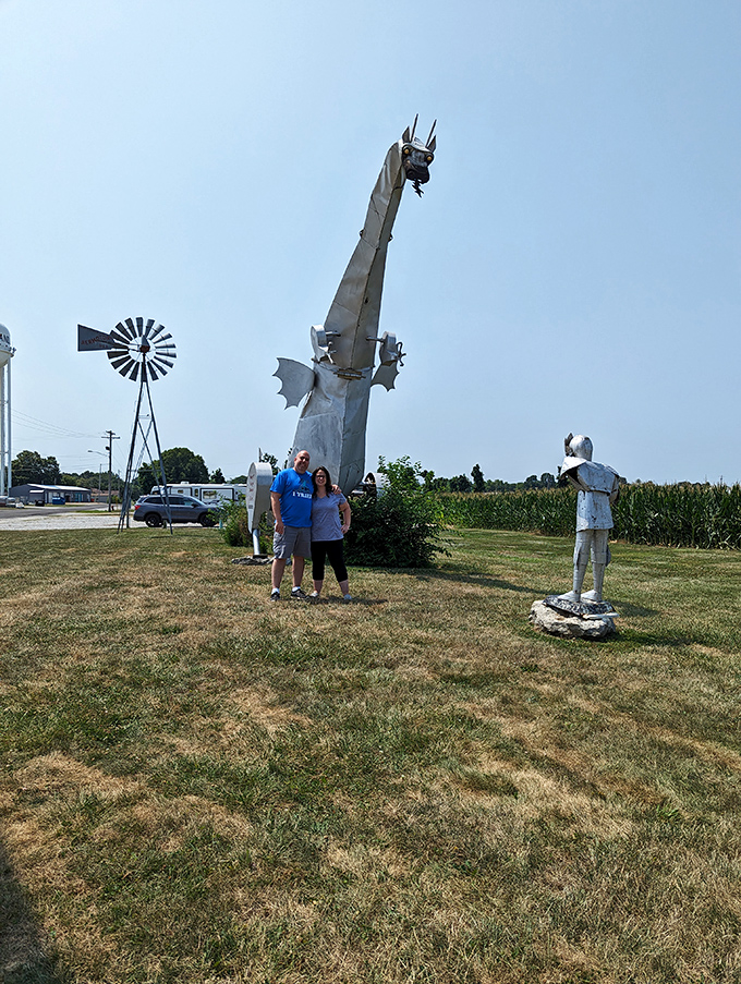 Roadtrippers pose for the obligatory dragon selfie, creating memories that will inevitably be met with "Wait, where was this again?" back home.