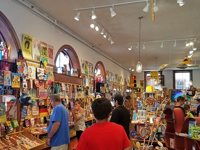 Customers browse with the focused intensity of archaeologists, each searching for that one extinct candy that populated their childhood dreams.