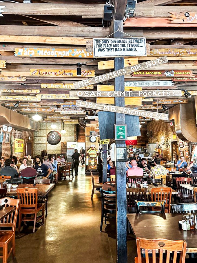 Where strangers become friends and belt sizes become suggestions. The dining room buzzes with the universal language of "mmmmm."