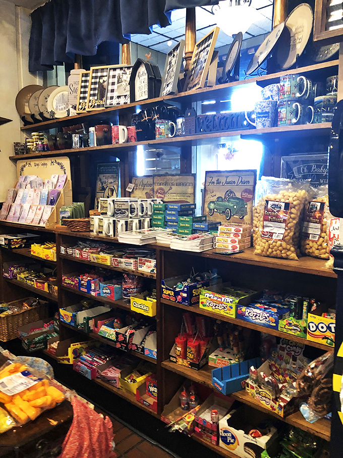 A country store display that makes you nostalgic for candies you never actually had as a child. Resistance is futile.