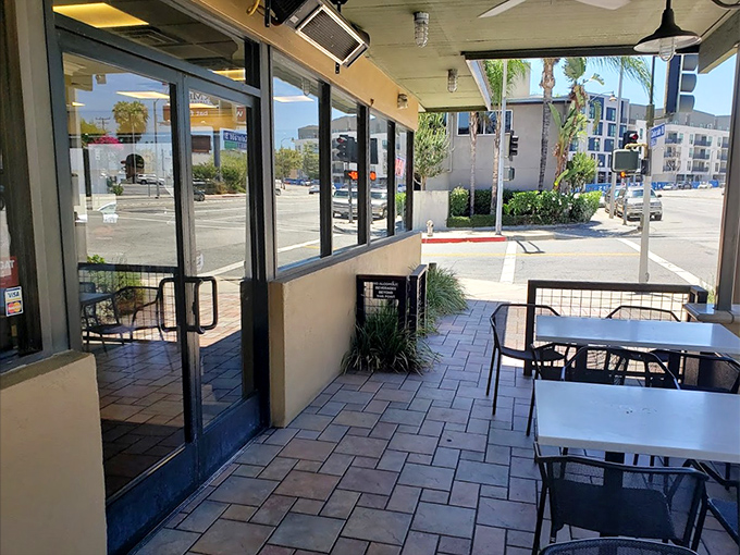 Clean lines and casual vibes define the entrance. Modern enough to be welcoming, old-school enough to promise authentic diner traditions.