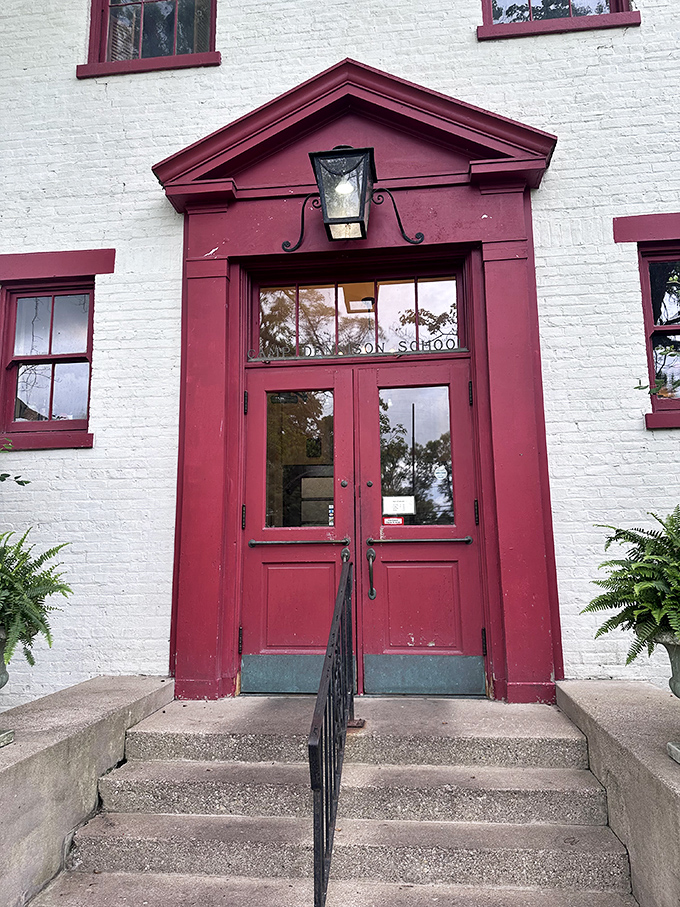 The red doorway beckons visitors with the promise of comfort food&mdash;a much more appealing invitation than the school bell ever was.