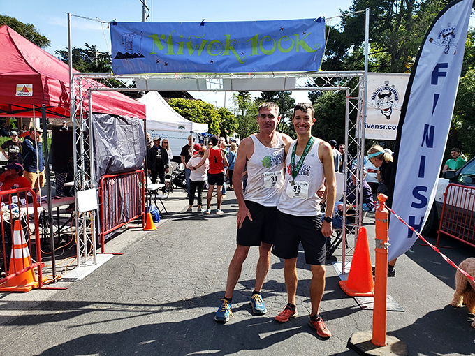Finish lines are sweeter at sea level. The Dipsea Race participants celebrate completing one of America's oldest and most beautiful footraces.