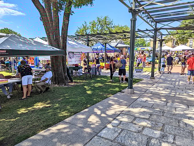 The Marktplatz comes alive during festivals, where locals and visitors gather under shade trees to celebrate everything from peaches to polka.