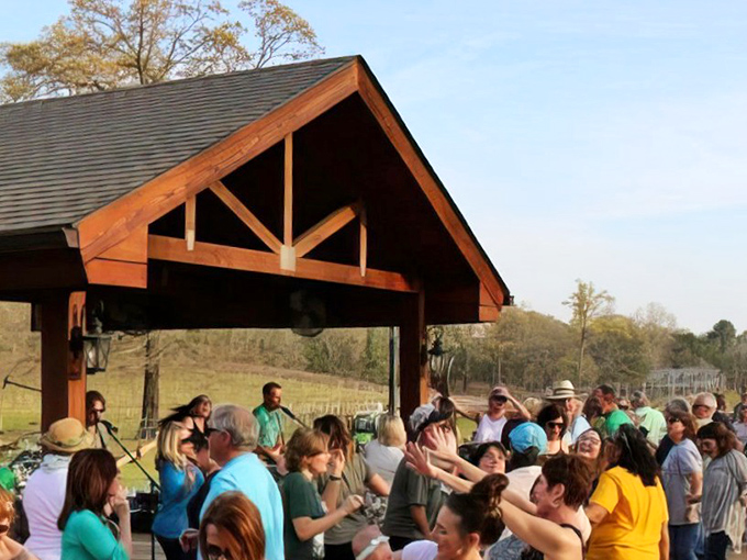 Community gatherings under rustic pavilions bring Monroe residents together for music and merriment &ndash; Social Security checks stretch further when entertainment comes with fellowship.