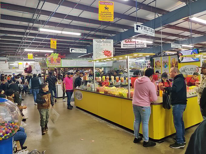 Fruit shake heaven awaits as patrons line up for refreshing tropical concoctions—liquid sunshine to brighten even the grayest Wisconsin winter day.
