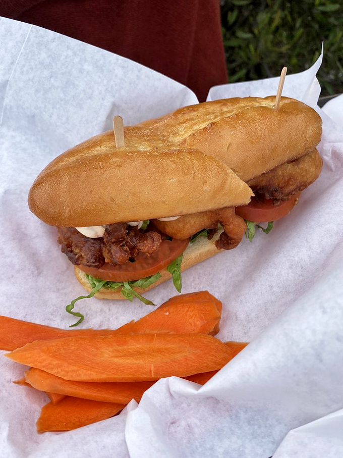 A sandwich that understands the importance of proper bread-to-filling ratio. Crispy, savory, and demanding to be devoured immediately.