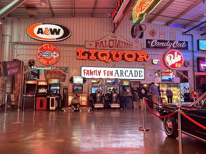 The museum's interior buzzes with nostalgic energy as visitors explore decades of carefully curated American treasures.