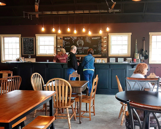 The tasting bar becomes command central for wine exploration, where friendly staff decode the mysteries behind each uniquely named bottle.