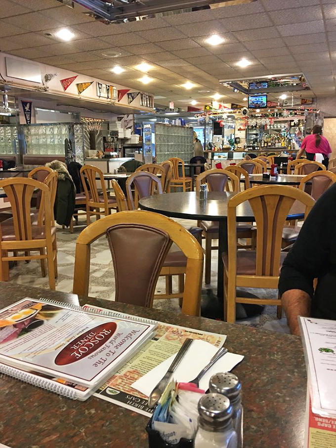 Where college pennants hang like battle flags and empty tables promise possibilities&mdash;the dining room waits for its next wave of hungry pilgrims.