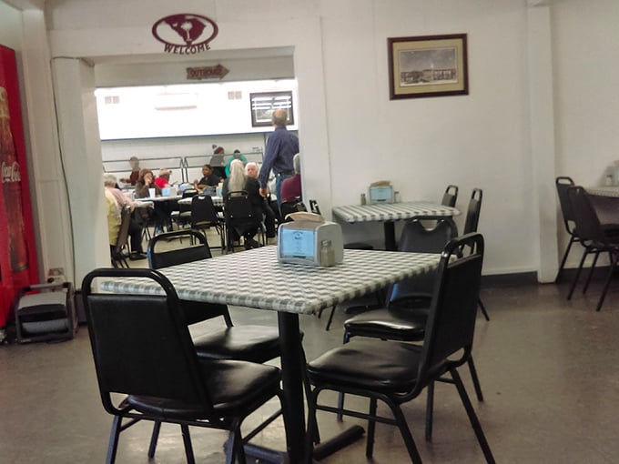 No-nonsense dining where the focus is on the food, not the decor. Those black chairs have supported generations of satisfied diners.
