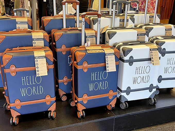 "Hello World" indeed&mdash;these suitcases practically beg you to book that trip you've been postponing since last summer.
