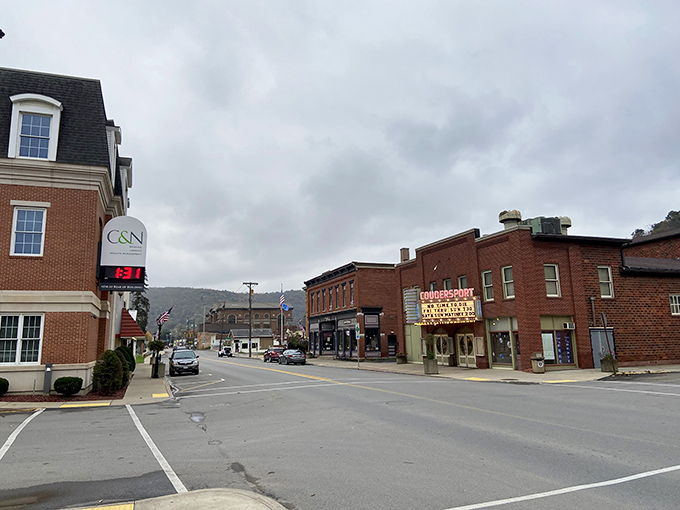 Even on cloudy days, Coudersport's Main Street exudes the kind of authentic charm that makes you want to cancel your return ticket and start browsing real estate listings.