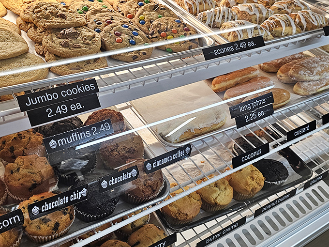 Fresh muffins provide essential fuel for serious shopping expeditions - because treasure hunting requires proper sustenance and energy.