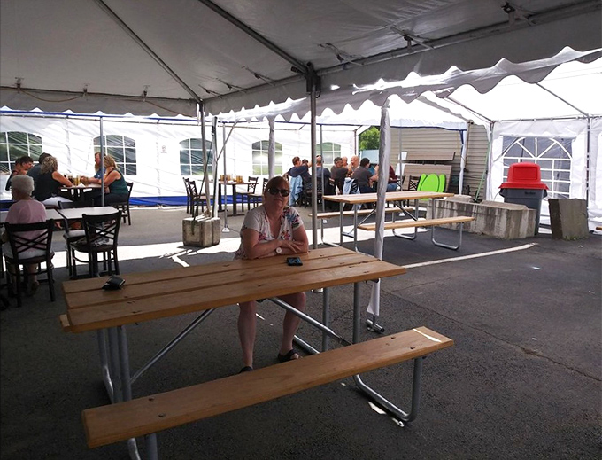 When Pennsylvania summer weather cooperates, the outdoor seating area becomes prime real estate for enjoying pie and watching the world go by.