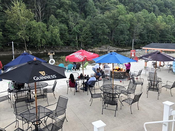 A patio designed for the perfect Pennsylvania summer evening. These tables have witnessed more memorable conversations than most therapists' couches.
