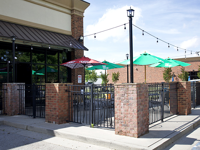 Al fresco dining with a side of people-watching. This charming patio space offers a breath of fresh air and prime viewing of Buford's comings and goings.