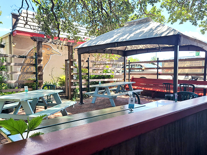 The outdoor seating area provides a sunny respite for those who prefer their pancakes with a side of vitamin D and people-watching.