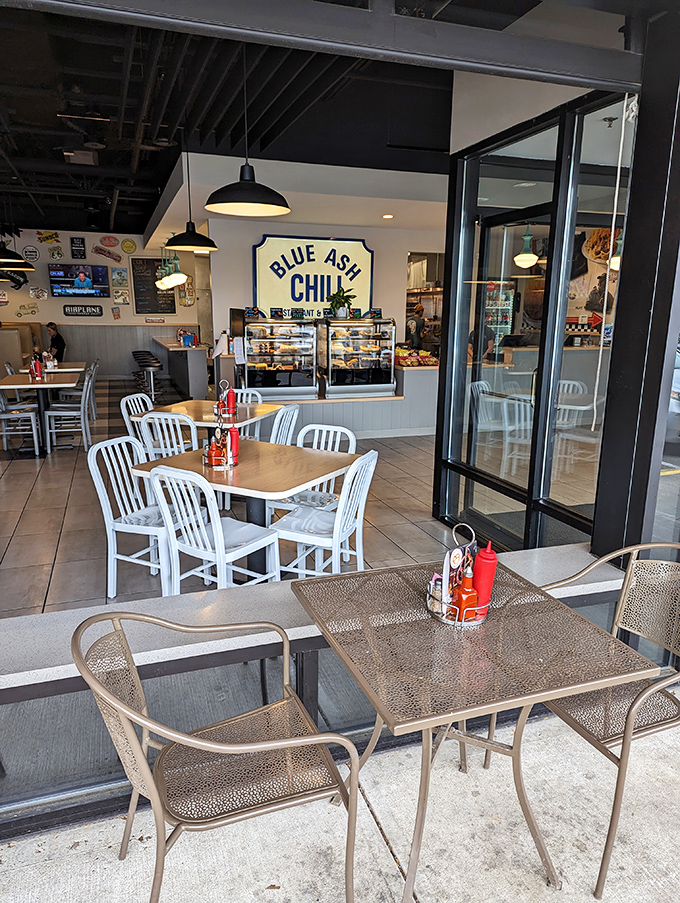 A glimpse of the outside world, where people who haven't yet experienced Blue Ash Chili live in blissful ignorance of what they're missing.