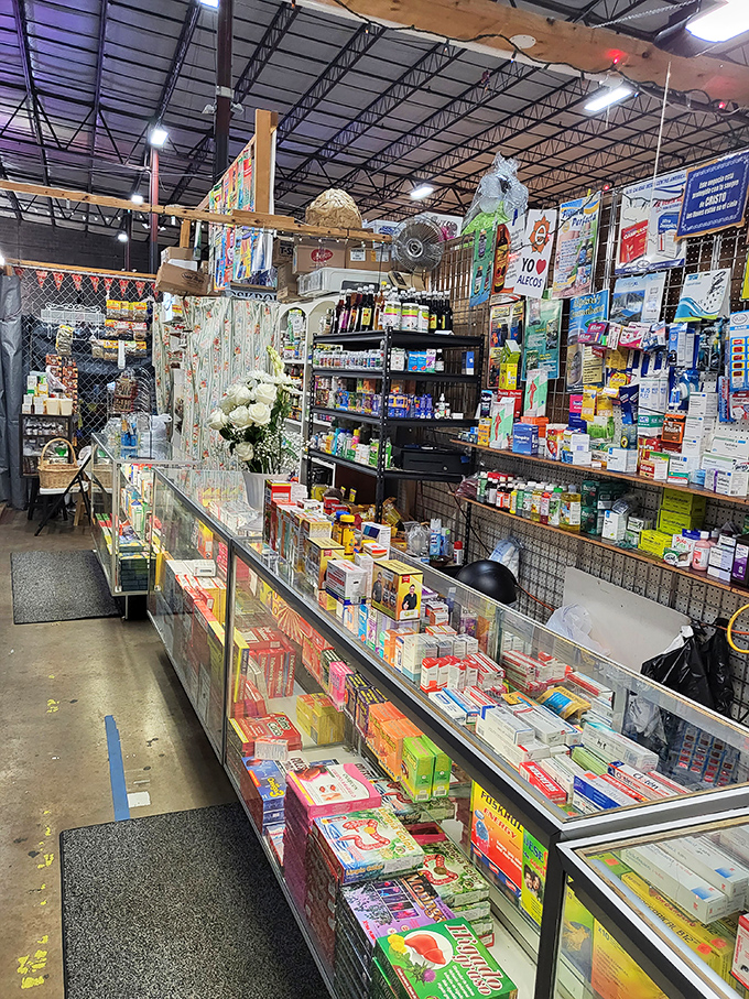 Medicine cabinet essentials and more. This well-stocked pharmacy section ensures shoppers can grab health necessities alongside their treasure hunting.