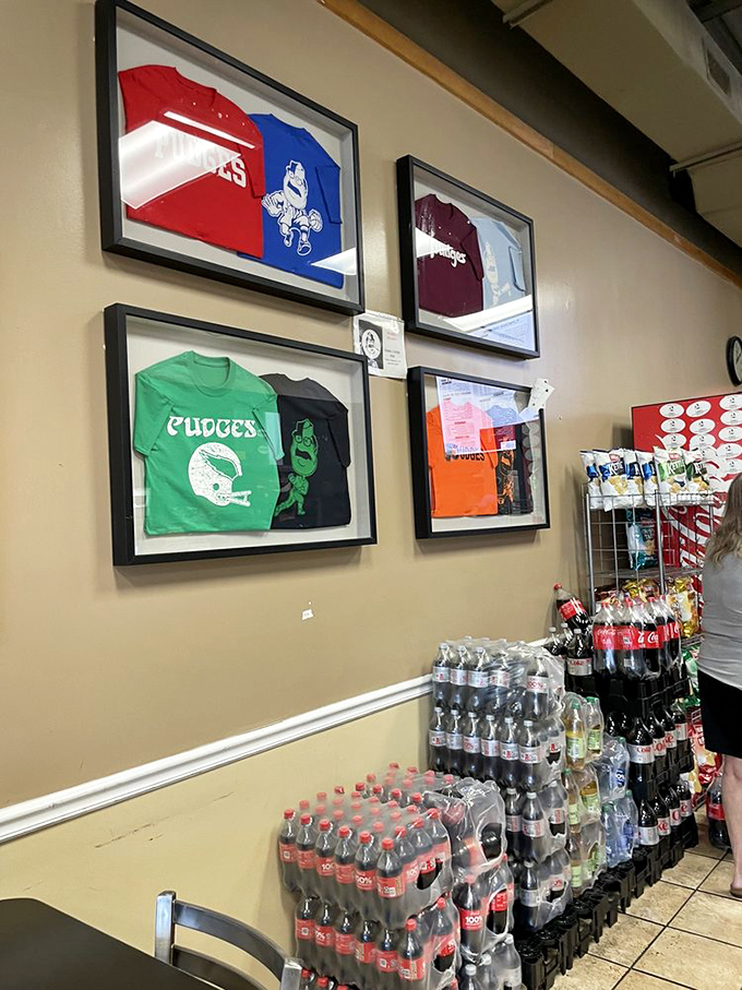 Local pride on display. These framed shirts tell stories of community connections &ndash; the sign of a true neighborhood institution.
