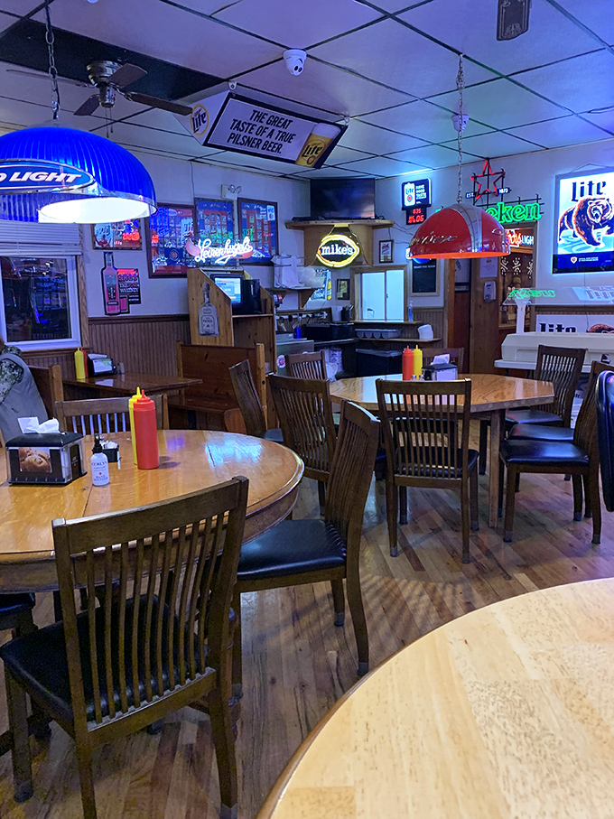 The dining room glows with beer signs and conversation, where every table feels like you're sitting at the cool kids' table.
