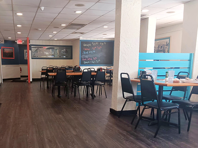 The dining room strikes that perfect balance between "we take our seafood seriously" and "but we don't take ourselves too seriously."