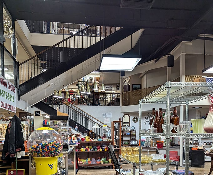 The staircase offers both passage between floors and a perfect vantage point. From here, you can plot your antiquing strategy like a general.