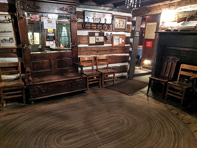 Where rustic charm meets heritage d&eacute;cor&mdash;a waiting area that's witnessed generations of pre-chicken excitement.