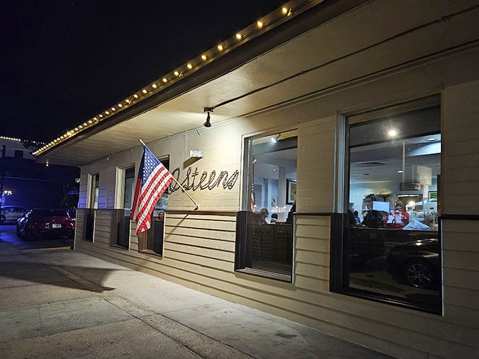 American flags and a line out the door&mdash;the universal sign of "get in this restaurant now!" O'Steen's modest exterior hides legendary shrimp.