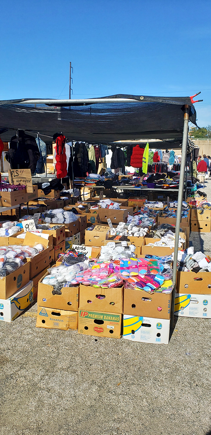 Open-air shopping at its finest! This market's simple items create the perfect stage for an array of treasures.