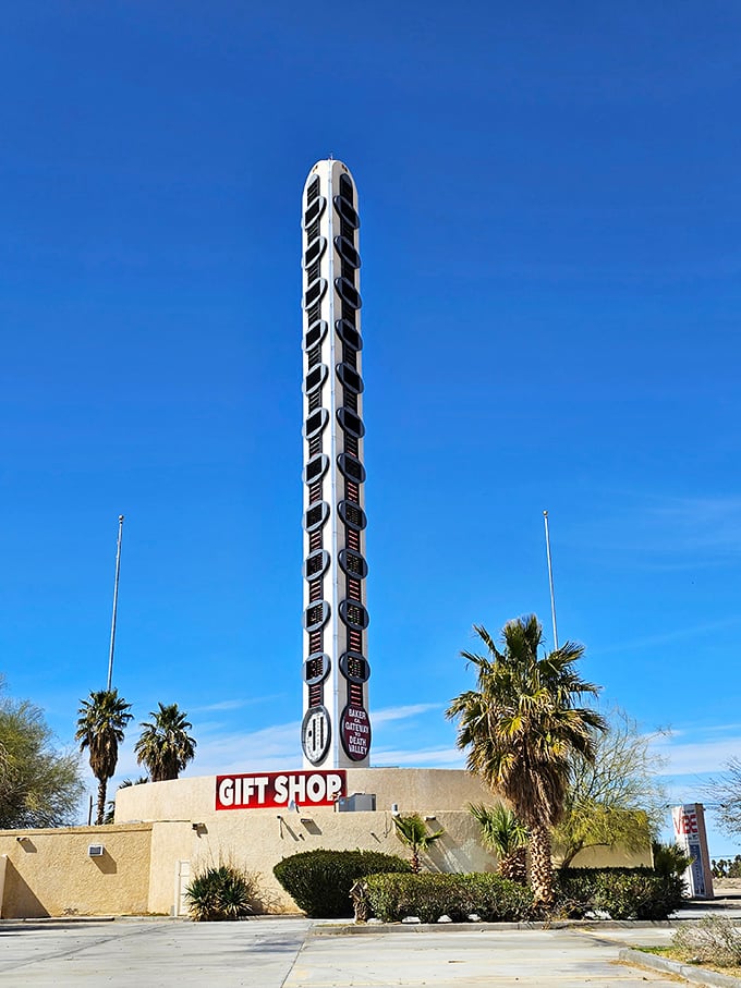 The world's tallest thermometer pierces the desert sky, a monument to just how scorching Death Valley can really get.