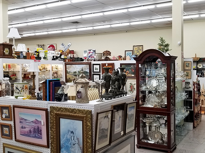 Inside Mayberry's treasure trove, glass cabinets showcase collectibles that tell stories of decades past. History you can own!