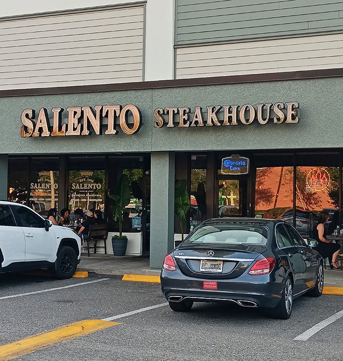 Simple wooden benches and casual charm make this Jacksonville steakhouse feel like your favorite neighborhood spot.