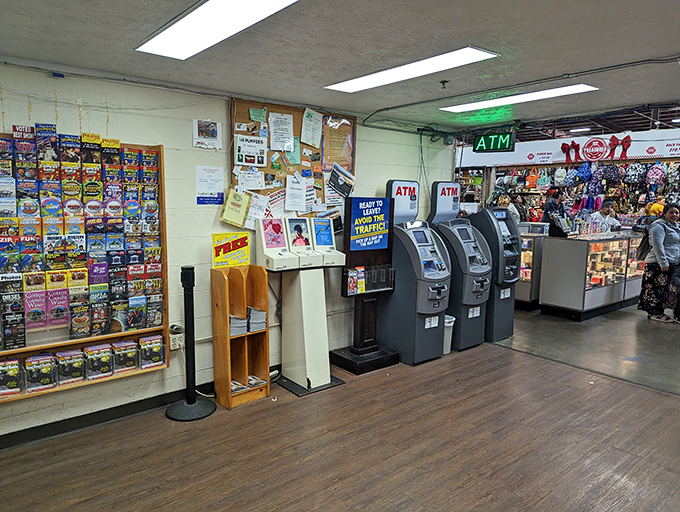 The modern meets the vintage&mdash;ATMs stand ready for those who've spotted that must-have item but left their cash in the car.