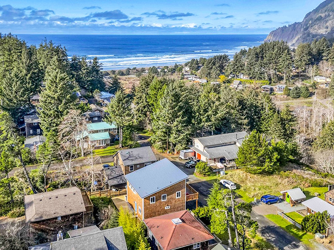 From above, Manzanita reveals its perfect placement &ndash; nestled between forest and ocean like nature's version of the perfect real estate deal.