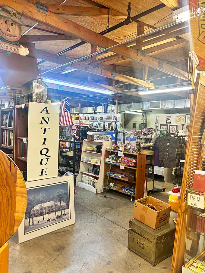 The word "ANTIQUE" leads you into a realm where history is for sale and someone's discarded past becomes your conversation-starting future.