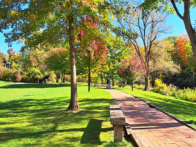 Autumn paints Chagrin Falls with a palette that makes you wonder if trees are just showing off for the tourists.