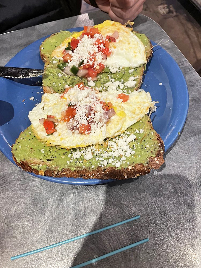 Avocado toast that's Instagram-famous for good reason, topped with eggs and pico de gallo that bring the sunshine regardless of Ohio's weather.