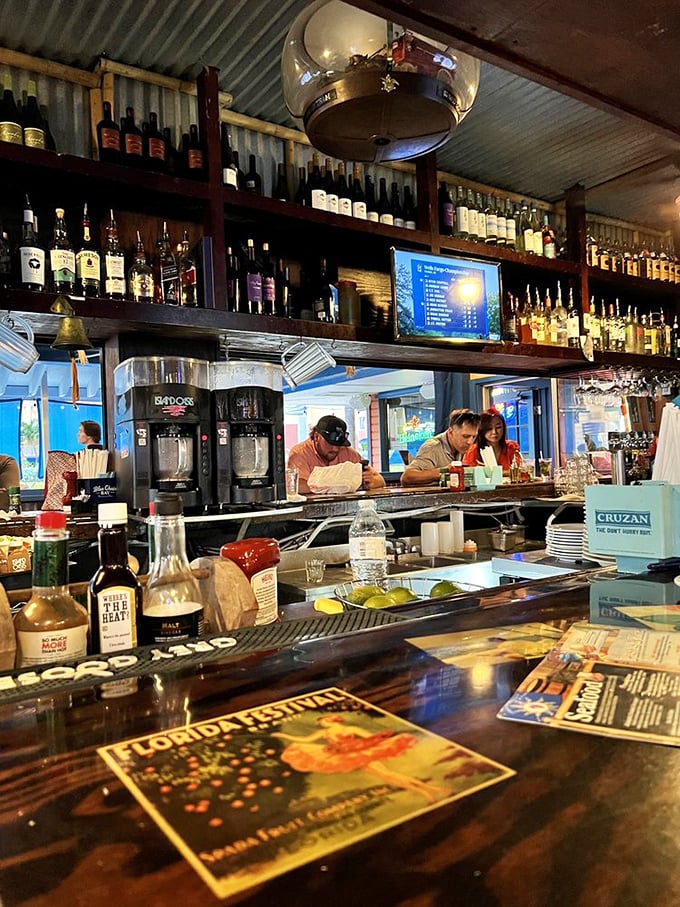 A bar stocked better than most boats are prepared for emergencies. Those limes aren't going to squeeze themselves!