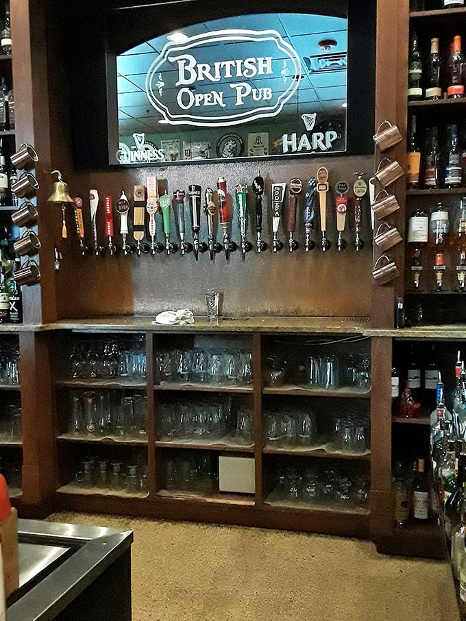 A tap selection that would make a Londoner homesick. The impressive lineup of draft handles promises authentic pours from across the British Isles.