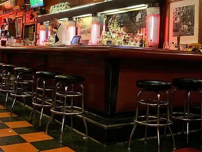 The bar at Tessaro's&mdash;where strangers become friends, friends become regulars, and everyone becomes an evangelist for proper burger technique.