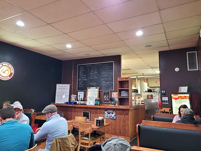 The dining area combines no-nonsense practicality with just enough warmth to make you feel at home as soon as you sit down.