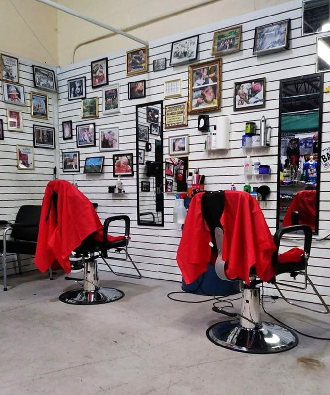 This barber shop stall proves you can literally get everything at the flea market&mdash;including a fresh cut while surrounded by memories on the wall.
