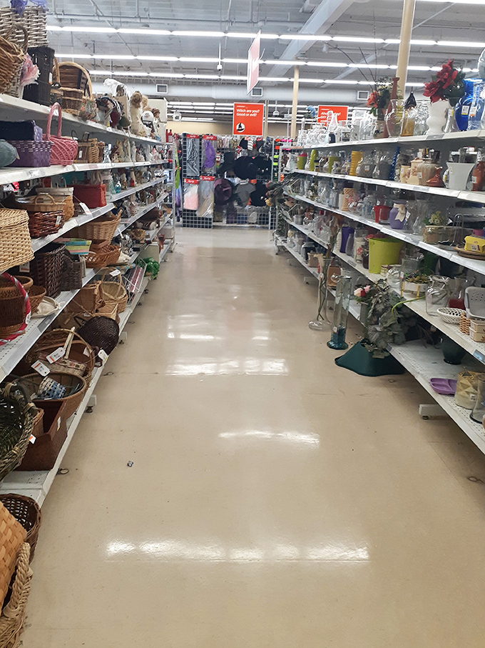 Basket paradise! The wicker wonderland where organizational dreams begin and unused craft projects end up after Marie Kondo visits.