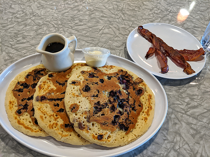 Blueberry pancakes with a side of bacon &ndash; the perfect sweet-savory partnership that's been making mornings better since time immemorial.