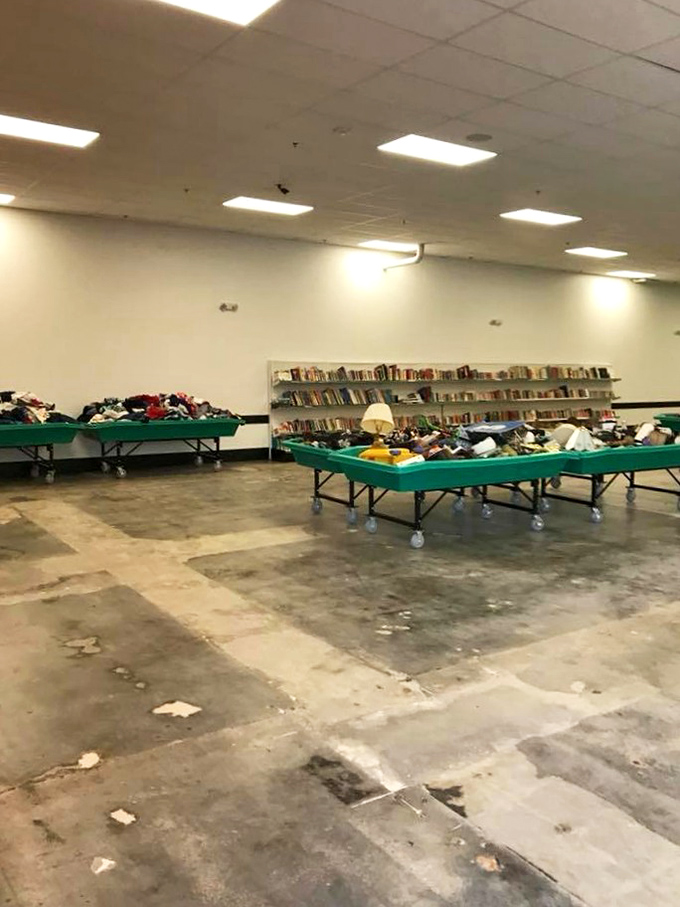 Those book shelves offer a more civilized browsing experience amid the beautiful bin chaos.