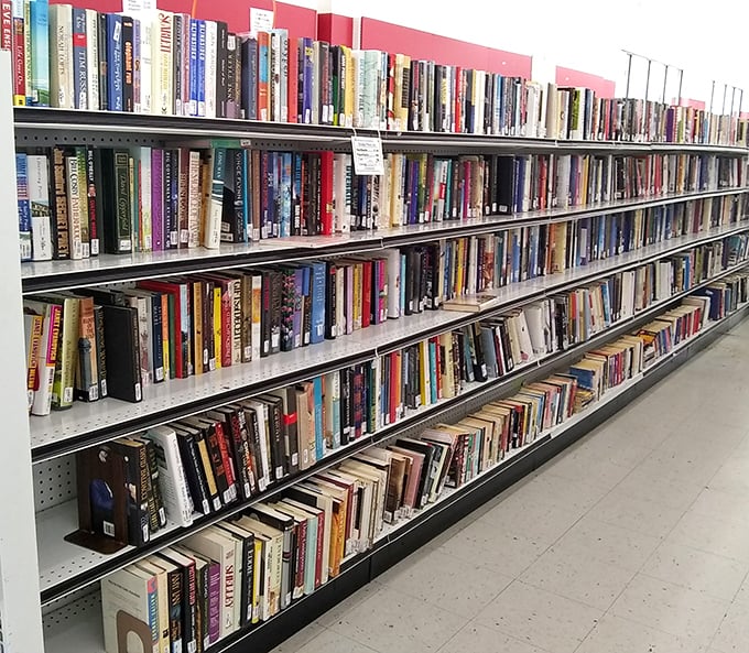 The book section rivals small libraries with its impressive selection. Literary adventures await at prices that let you risk trying authors you've never read.